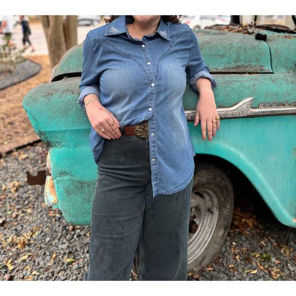 ROCKIN A DESIGN | Tops | New Rockin A Design Boot Stitch Pearl Snap ...